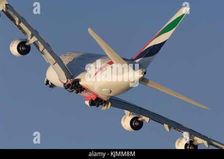 the Airbus Prototype Airbus A380-841 taking-off on first flight with a ...
