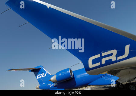 winglet, tail-fin and GE CF34-8C5 engine cowling of the Bombardier CRJ ...