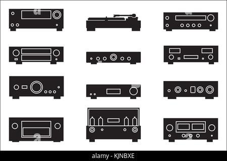 Collection of digital media and equipment vector line icons. Modern ...