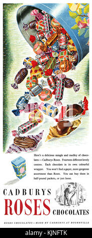 Cadbury's Roses Chocolate Vintage Advert Stock Photo - Alamy