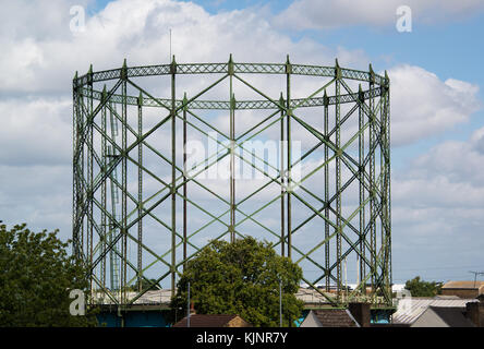 A disused Victorian gasometer or gas holder once used to store gas for ...
