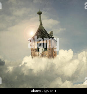Fantasy flying house in the sky Stock Photo - Alamy