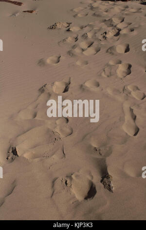 Footprint in sand at Crosby beach with Antony Gormley statue (part of ...