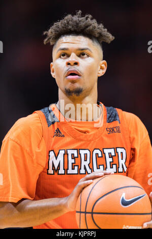 November 29, 2017: Jordan Strawberry #5 of the Mercer Bears brings the ...