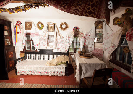 interior of the Ukrainian house authentic embroidery and decoration of ...