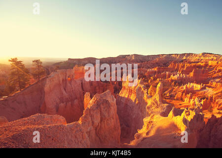 Picturesque colorful pink rocks of the Bryce Canyon National park in ...