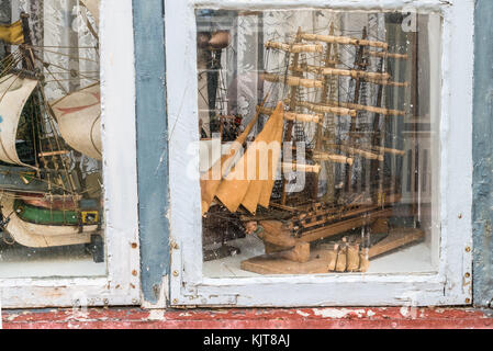 Models of ancient ships and boats behind old window Stock Photo - Alamy