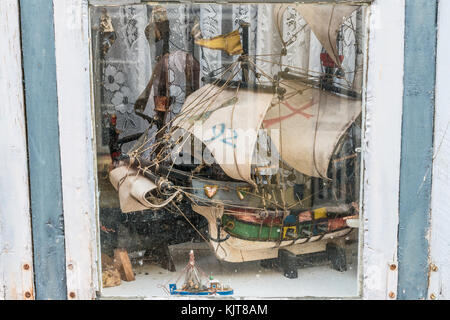 Models of ancient ships and boats behind old window Stock Photo - Alamy