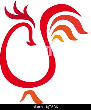 Vector Illustration of Red Fire Rooster, Symbol of 2017 Year on Stock ...