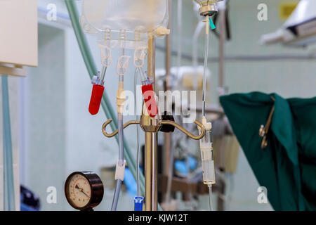 Blood transfusion giving blood during operation, medical, hospital ...