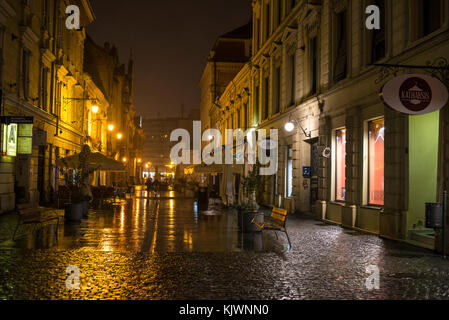 Timisoara streets on a rainy night Stock Photo - Alamy