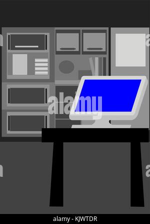 Lonely personal computer in dark room Stock Vector Image & Art - Alamy