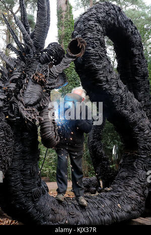 A dragon sculpture created by artist Jim Poolman from more than 50,000 ...