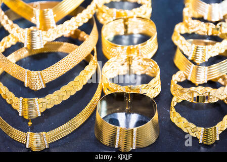 Turkish gold bracelets for sale on a stall in Grand Bazaar,Istanbul ...