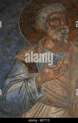The fresco of St. Andrew on the Matka 61 depicts the religious figure ...