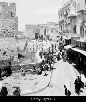 Inside Jaffa Gate, Jerusalem, Photograph shows street scene inside the ...