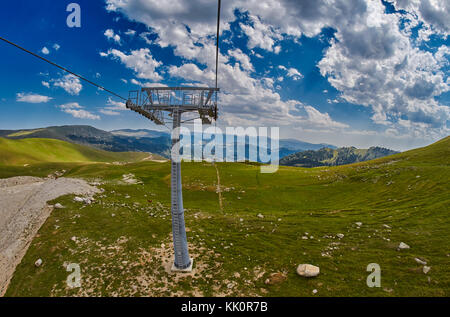 Long Funiculars ropeway line in Scenic Mountains Landscape Stock Photo ...