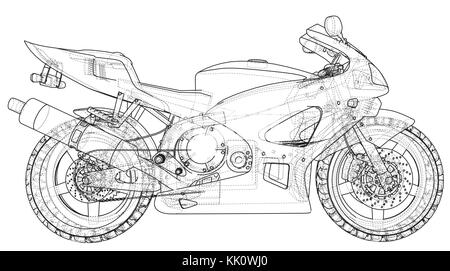 Blueprint sport bike. EPS10 format. Vector created of 3d Stock Vector ...