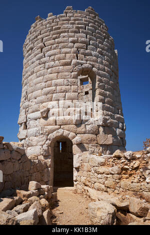 The ancient Greek tower of Drakonon, Ikaria island, Greece. Ancient ...