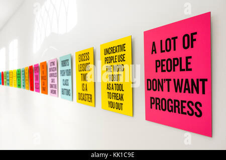 Colourful placards / posters / showcards with slogans about future ...