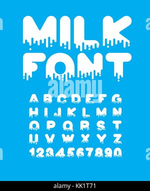 Cow milk splash with letters. Isolated white fresh farm goat milk ...