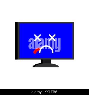 Broken computer. Dead PC Emoji. Blue screen of death. Vector ...