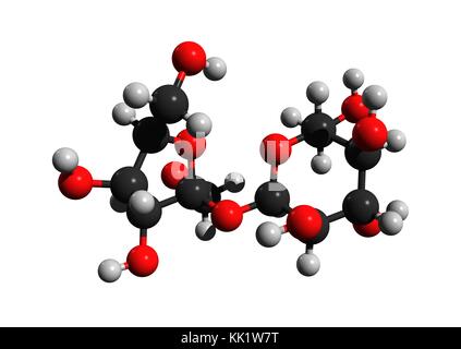 Sucrose, common sugar, chemical structure. Disaccharide composed of the ...