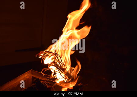 Flame, burning sticks, glass-like flames Stock Photo - Alamy