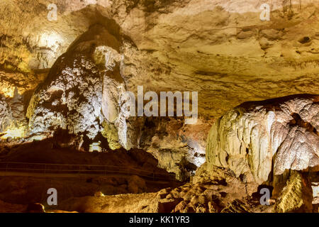 Stalactite and stalagmite in cave of Puerto Princesa subterranean ...