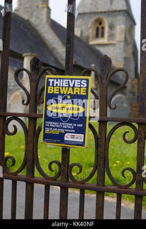 Anti Metal Theft SmartWater Sign, UK Stock Photo - Alamy
