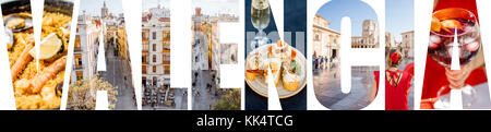 VALENCIA letters filled with pictures from Valencia city Stock Photo ...