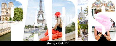 Paris letters filled with pictures from Paris city Stock Photo - Alamy