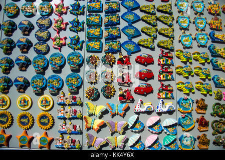 colourful magnets as souvenirs in Agrigento, Sicily, Italy Stock Photo ...