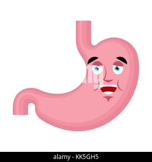 Cute cartoon stomach character emoji set in different positions and ...