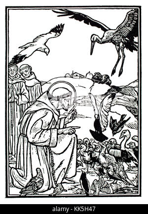 Black and White Illustration of Saint Francis of Assisi Stock Photo - Alamy