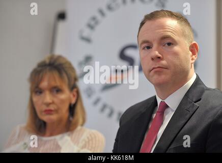 Martina Anderson MEP and Chris Hazzard MP at the launch of Sinn Fein ...