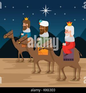 The three Magic Kings of Orient cartoons. Vector illustration Stock ...