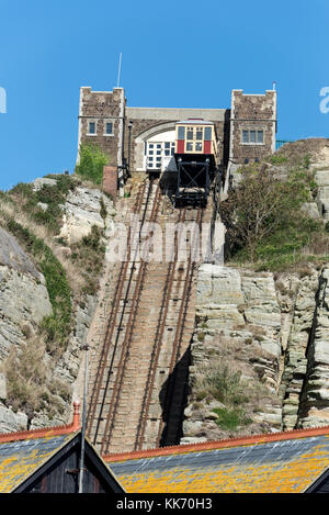 Funicular railway cable cars. Hastings, Sussex, England, GB, UK Stock ...