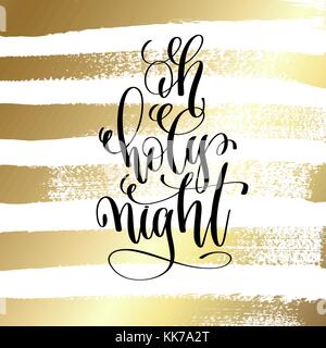 oh holy night - gold hand lettering on green and purple brush st Stock ...