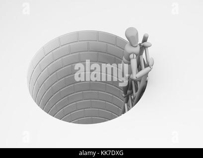 3D render of someone climbing out of a hole Stock Photo - Alamy