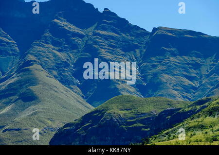 Big rocks and source of Thukela river in Drakensberg mountain, South ...