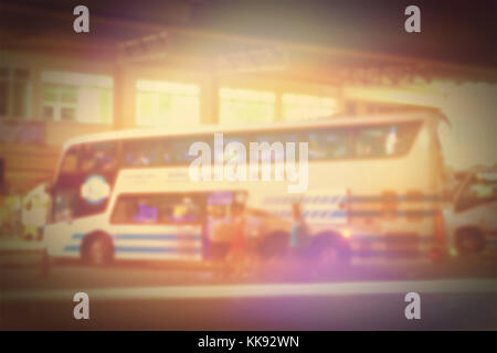 Retro Effect and Blur of Bus at Bus terminal for background business ...