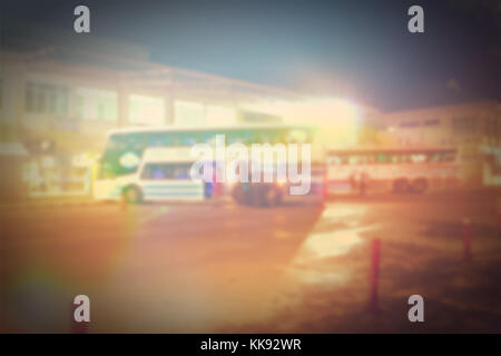 Retro Effect and Blur of Bus at Bus terminal for background business ...