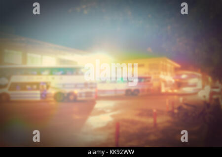 Retro Effect and Blur of Bus at Bus terminal for background business ...