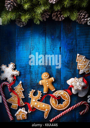 A Christmas Background with Gingerbread and Candy Canes Stock Photo - Alamy