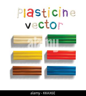 Color plasticine set isolated on a white background. 3d Vector ...