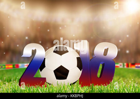 Soccer ball with flag of Russia, close up, watercolor effect on white ...