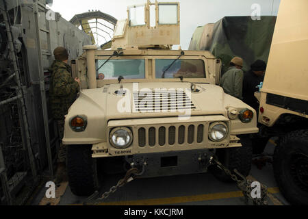 A Humvee rests aboard Landing Craft, Air Cushion 43 during Type Course ...