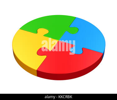 Four Color Puzzle Circle Isolated Stock Photo - Alamy