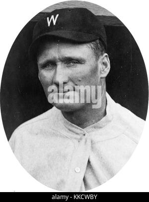 Walter Johnson, a legendary American baseball pitcher, is featured here ...